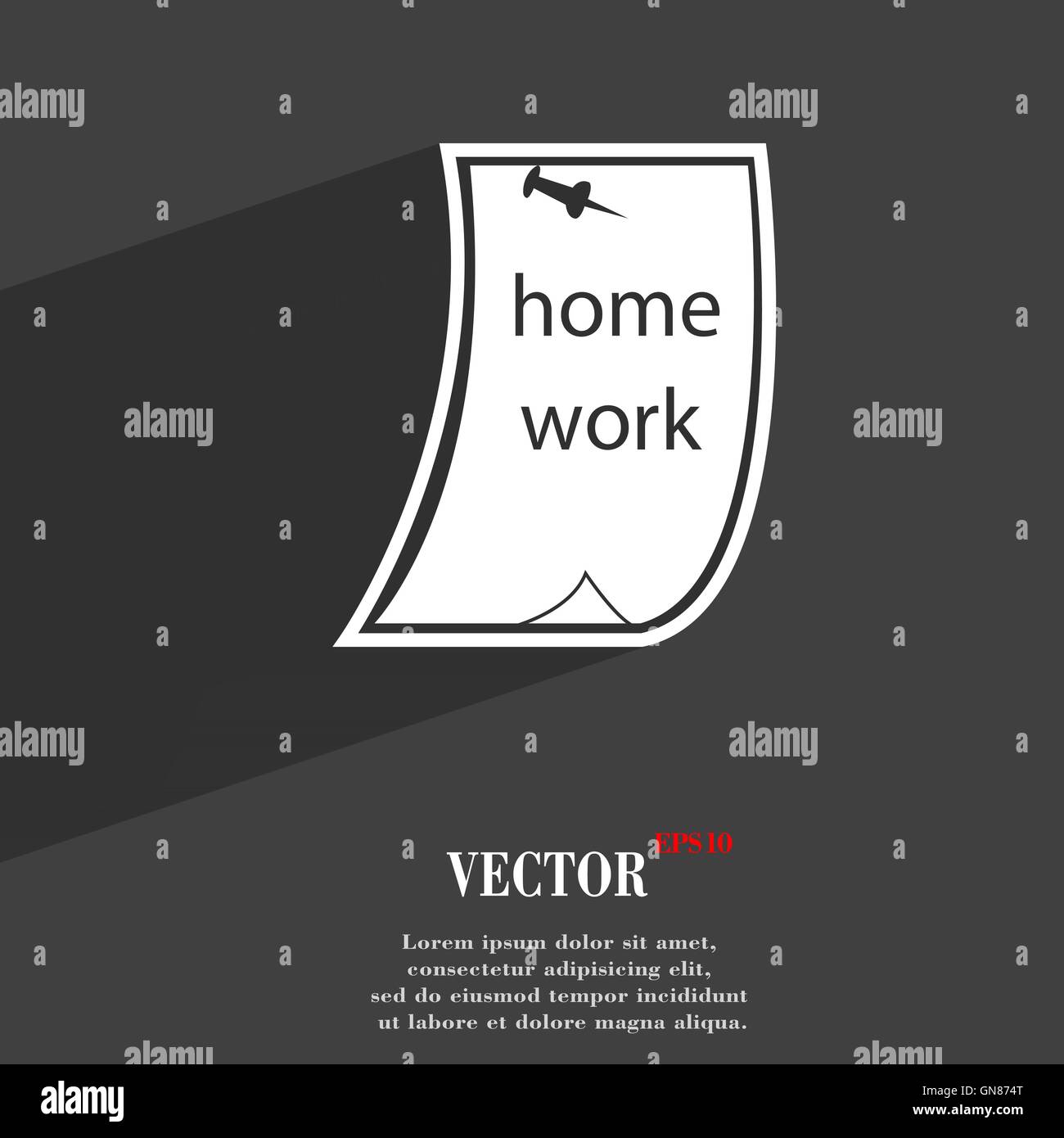 Homework symbol Flat modern web design with long shadow and space for ...