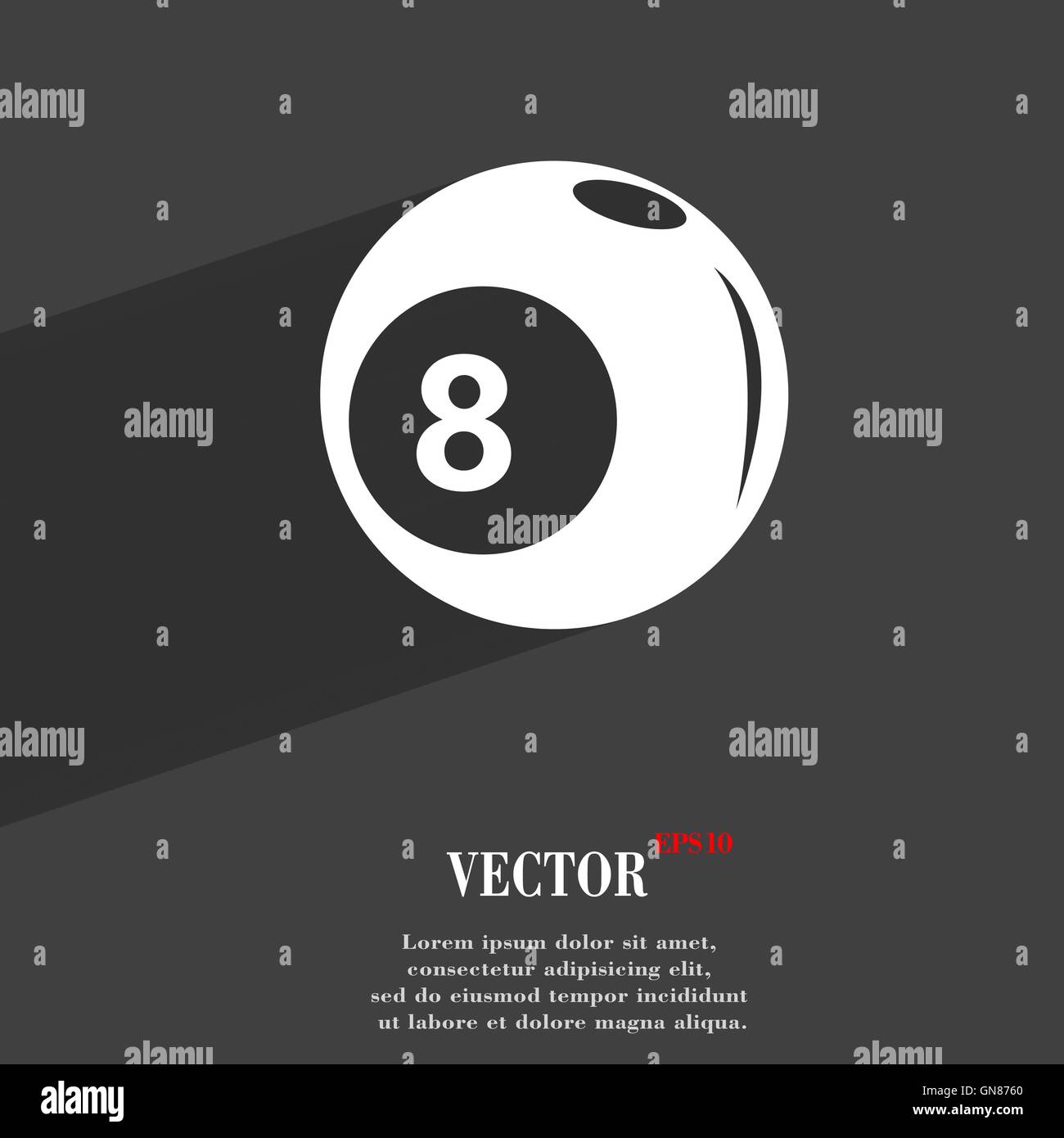 Billiards symbol Flat modern web design with long shadow and space for ...