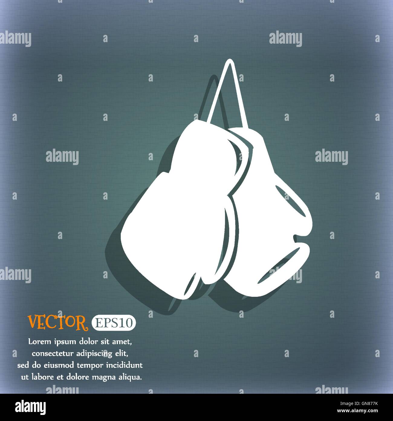 boxing gloves icon. On the blue-green abstract background with shadow ...