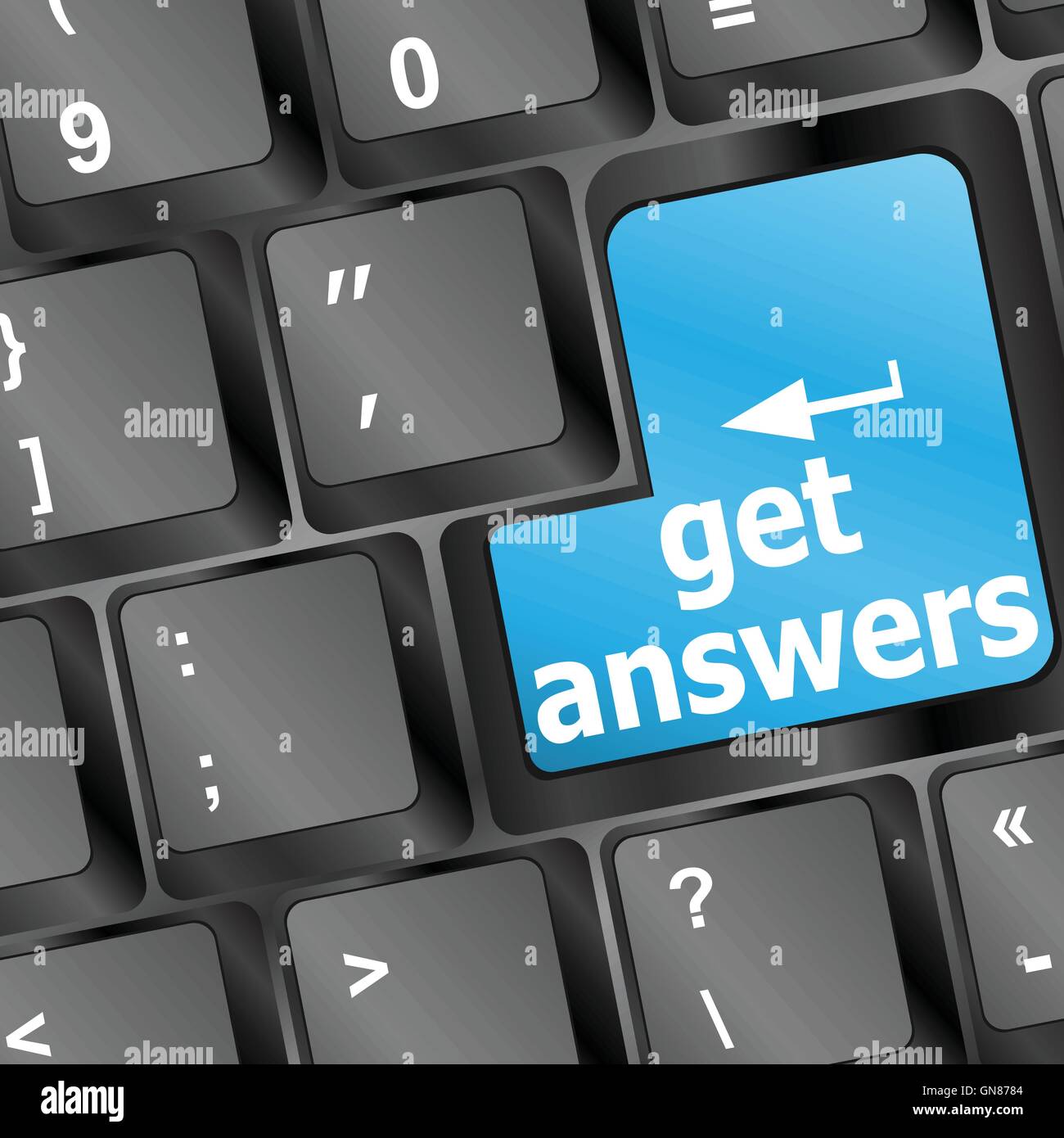 A keyboard with a key reading get answers vector illustration Stock ...