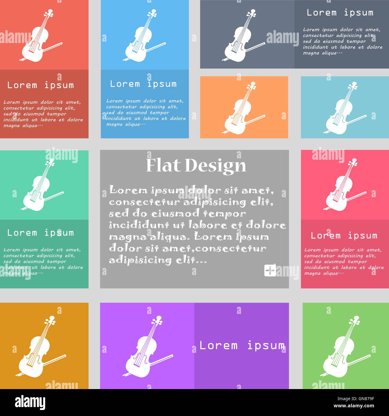 Violin icon sign. Set of multicolored buttons with space for text. Vector Stock Vector Image ...