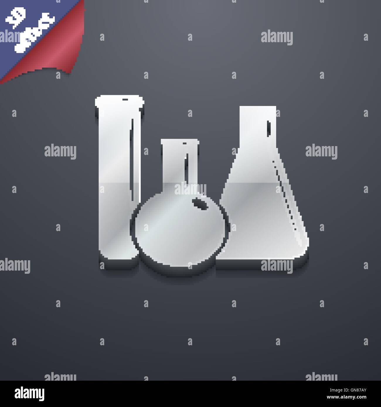 laboratory glass, chemistry icon symbol. 3D style. Trendy, modern ...