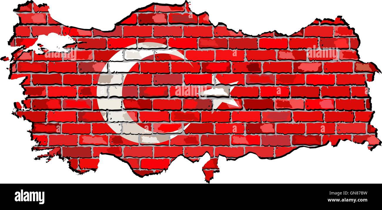 Turkey flag on map Stock Vector Images - Alamy