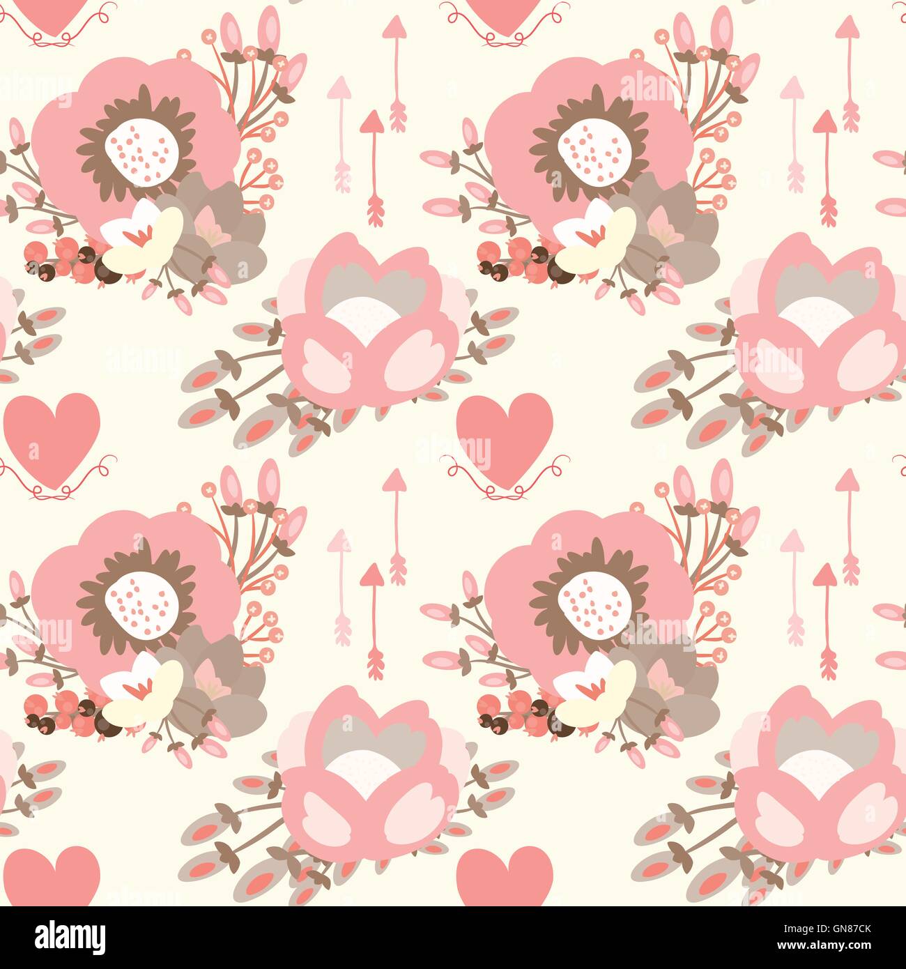 Seamless pattern heart arrows hi-res stock photography and images - Alamy