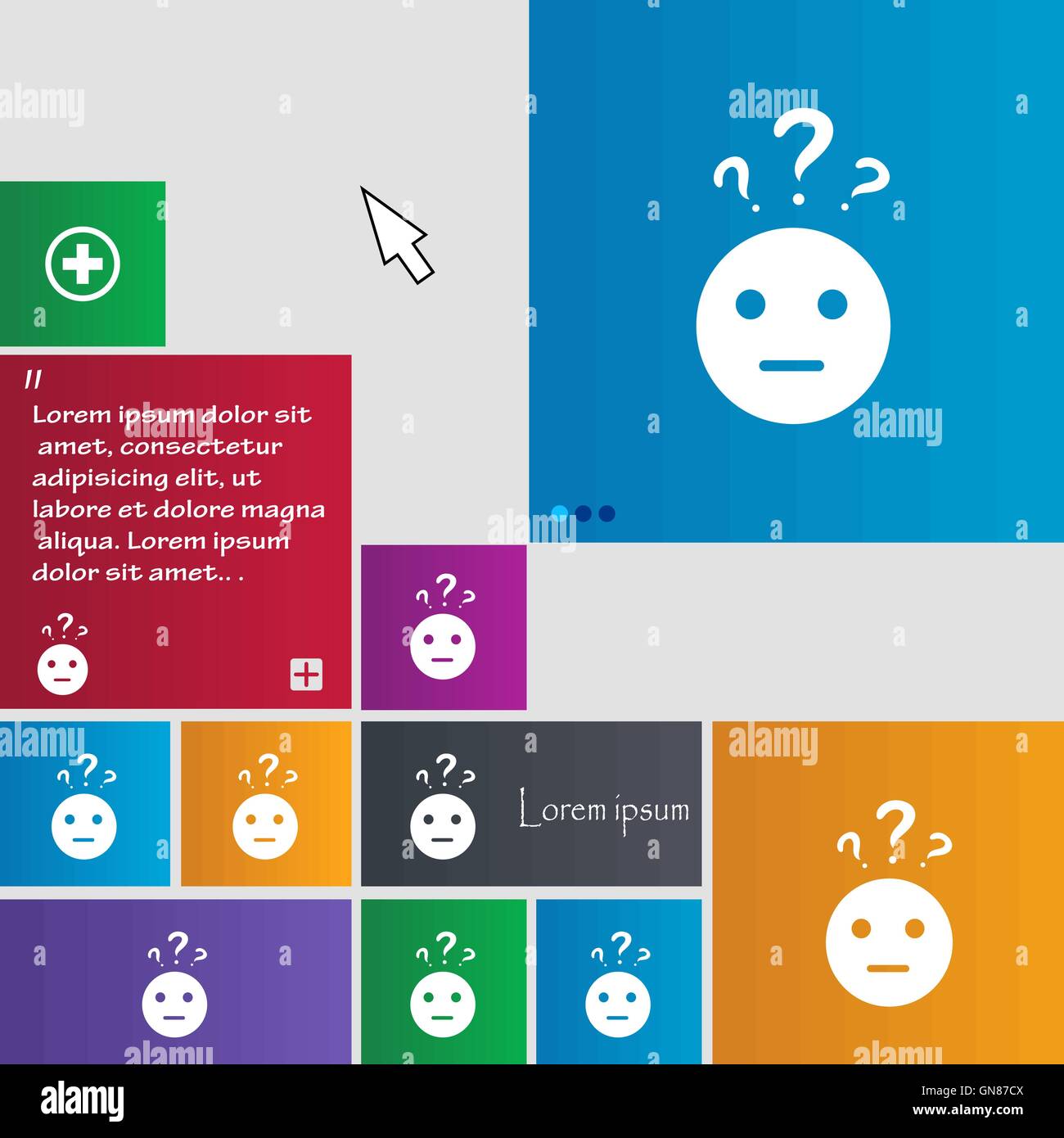 question mark and man, incomprehension icon sign. buttons. Modern ...