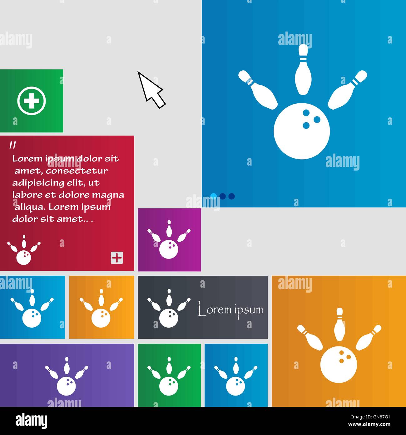 bowling icon sign. buttons. Modern interface website buttons with cursor pointer. Vector Stock ...