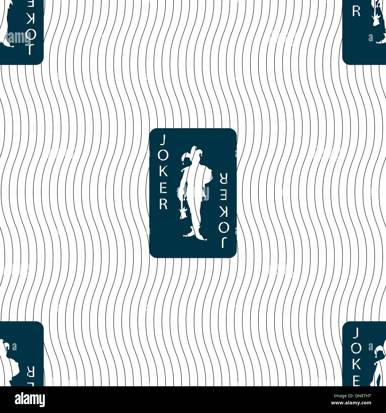 Single playing cards, Joker icon sign. Seamless pattern with geometric ...