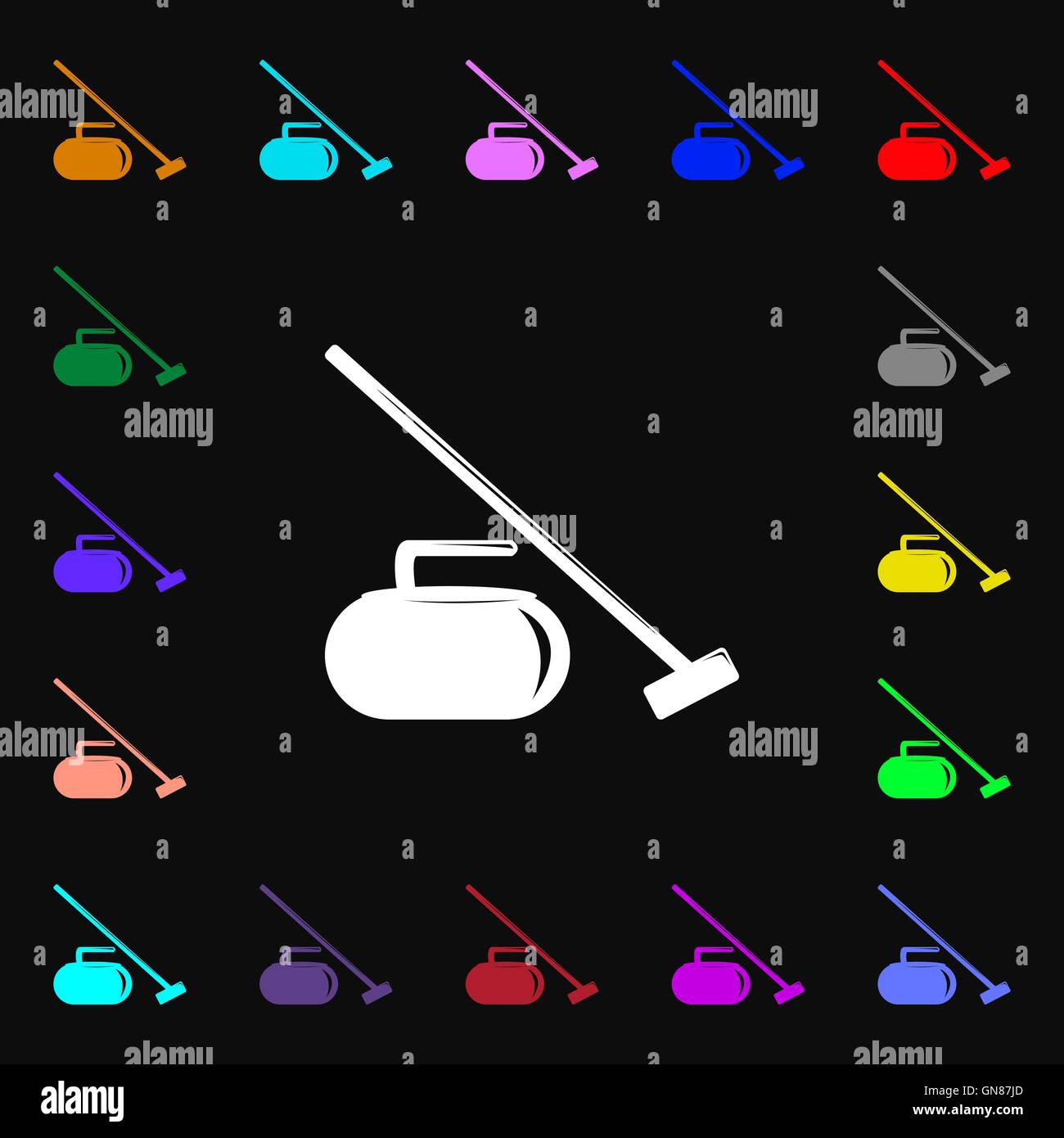 The stone for curling icon sign. Lots of colorful symbols for your ...