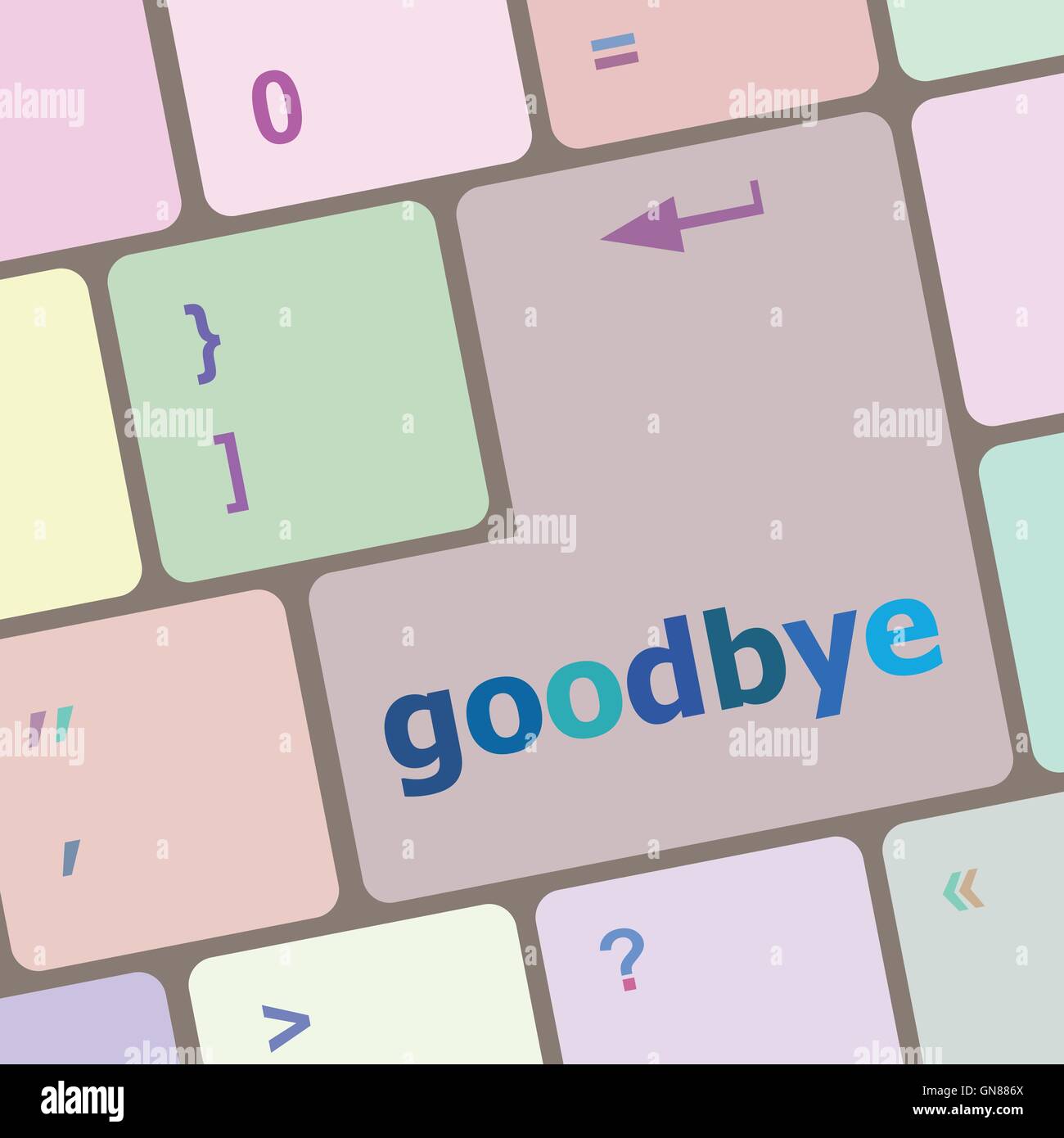 goodbye word on keyboard key, notebook computer button vector ...