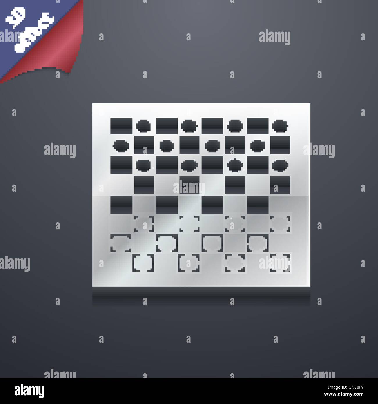 checkers board icon symbol. 3D style. Trendy, modern design with space ...