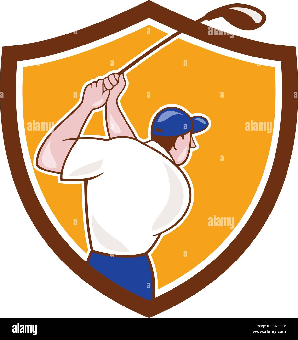 Golfer Swinging Club Crest Cartoon Stock Vector Image & Art - Alamy