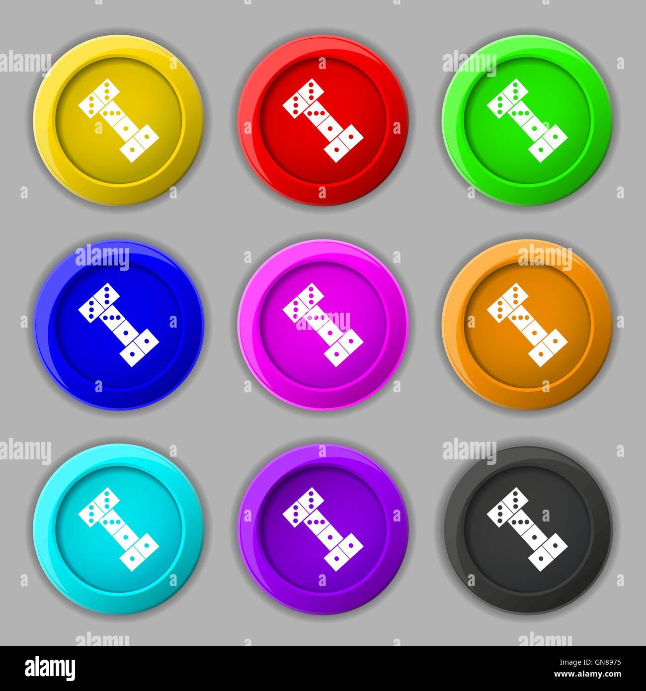 domino icon sign. symbol on nine round colourful buttons. Vector Stock ...