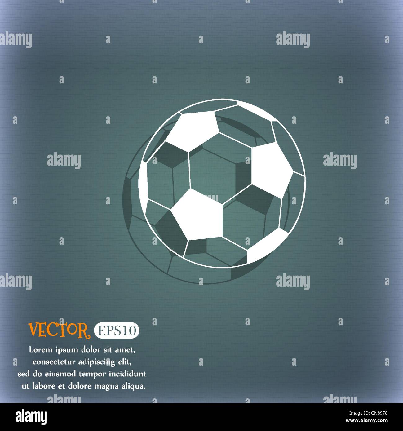 football icon. On the blue-green abstract background with shadow and ...