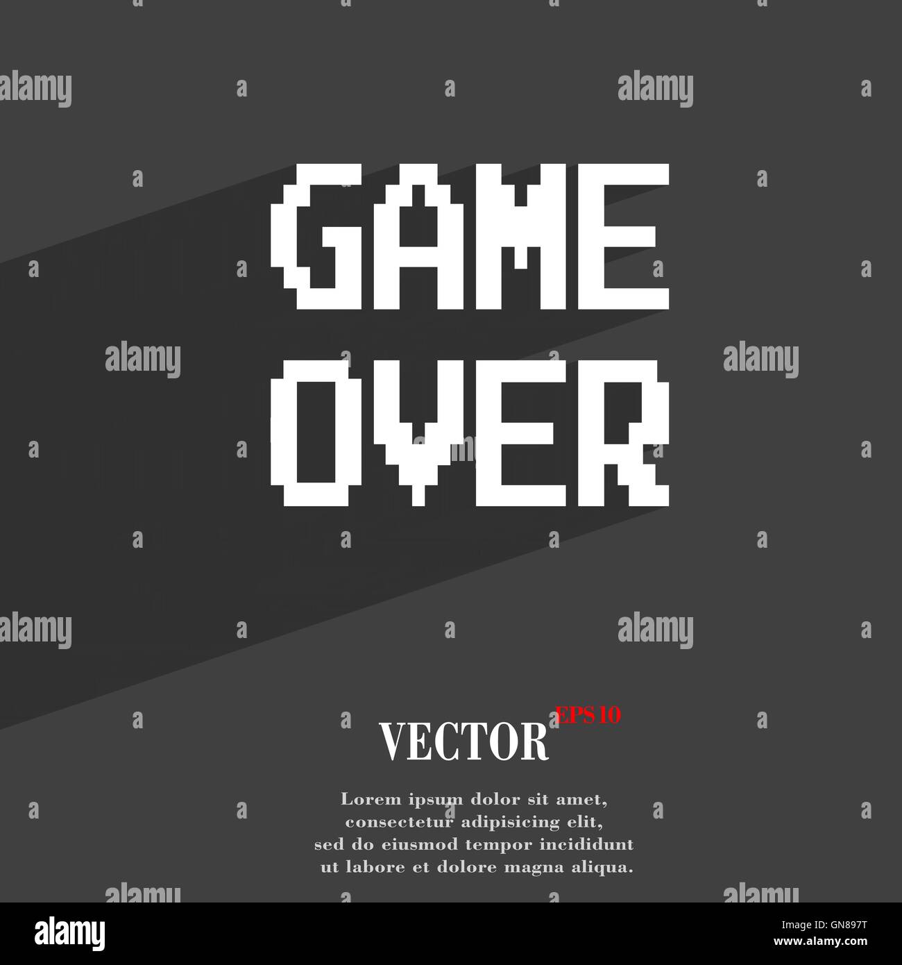 Game over concept symbol Flat modern web design with long shadow and ...