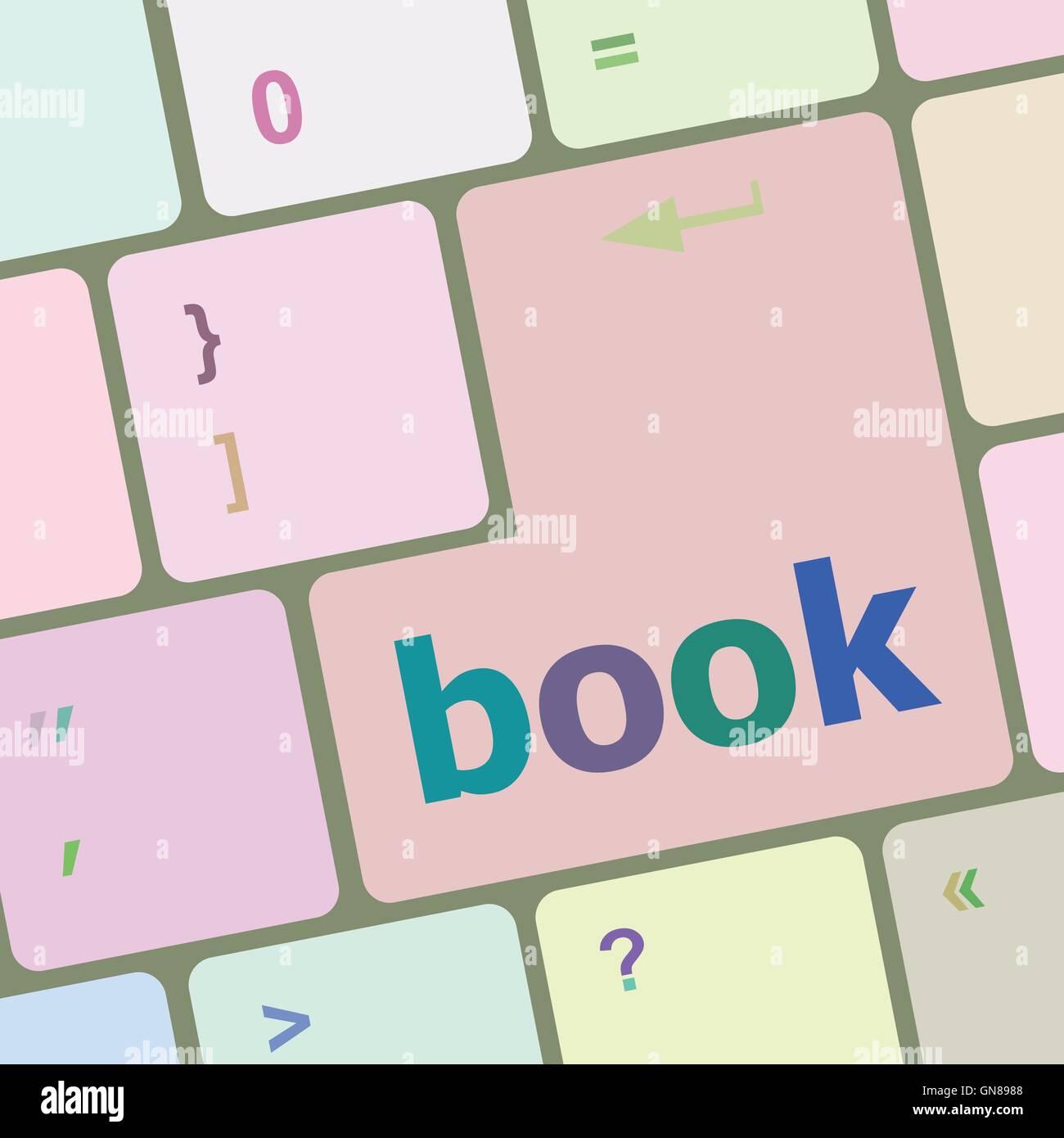 book word on keyboard key, notebook computer button vector illustration ...