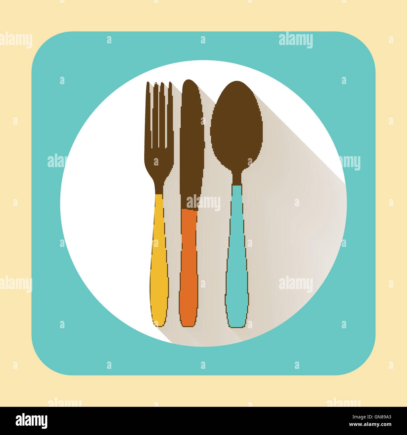 Kitchen ware tableware. Vector flat icon with long shadow Stock Vector ...