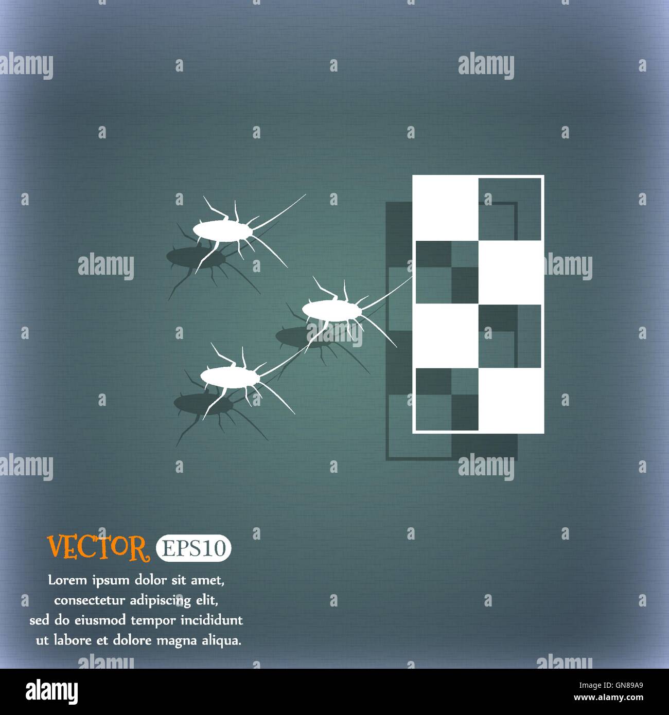 cockroach races icon. On the blue-green abstract background with shadow ...