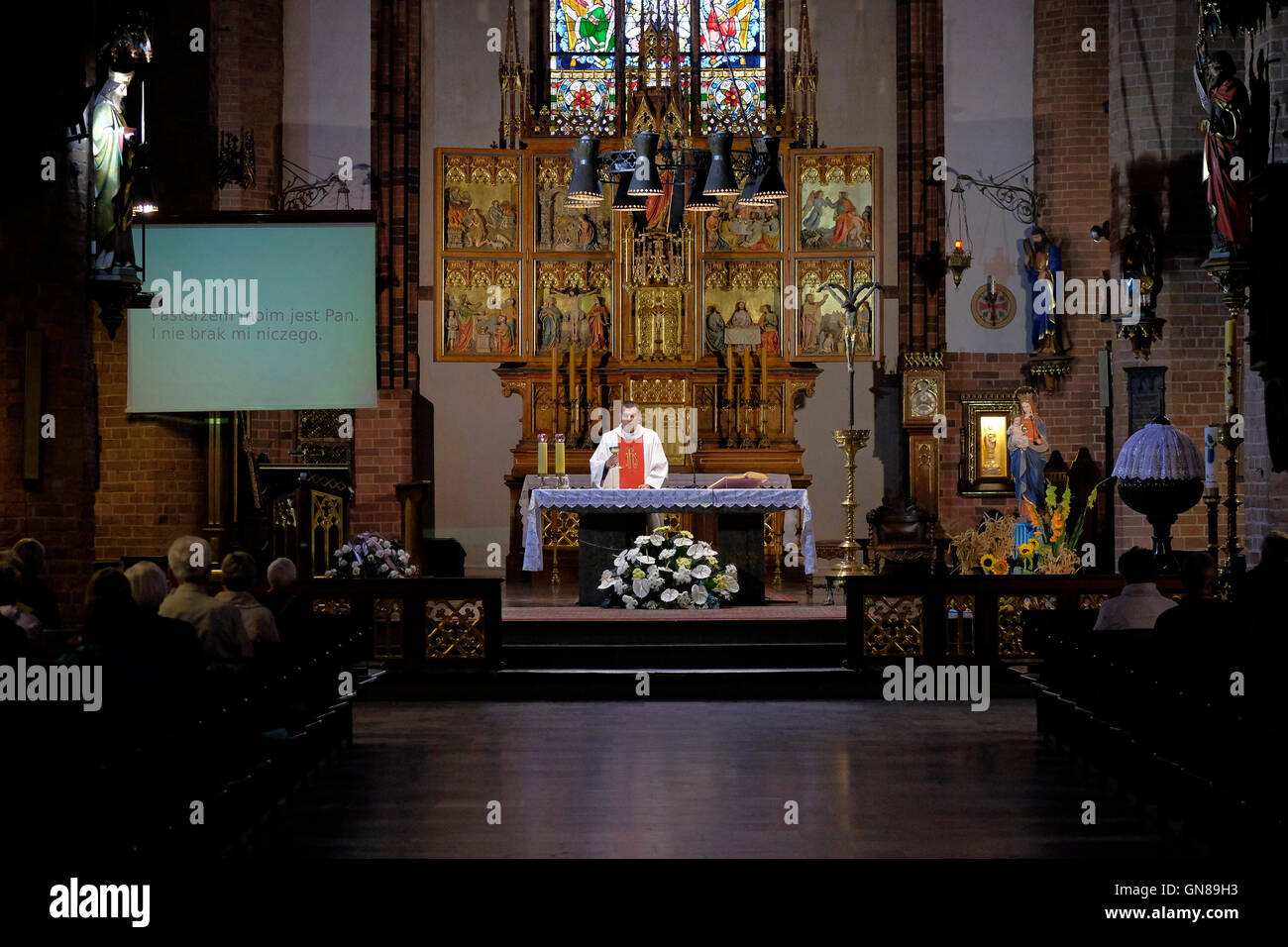 Catholic mass inside Katedra Jakuba or St. James's Cathedral in the old ...