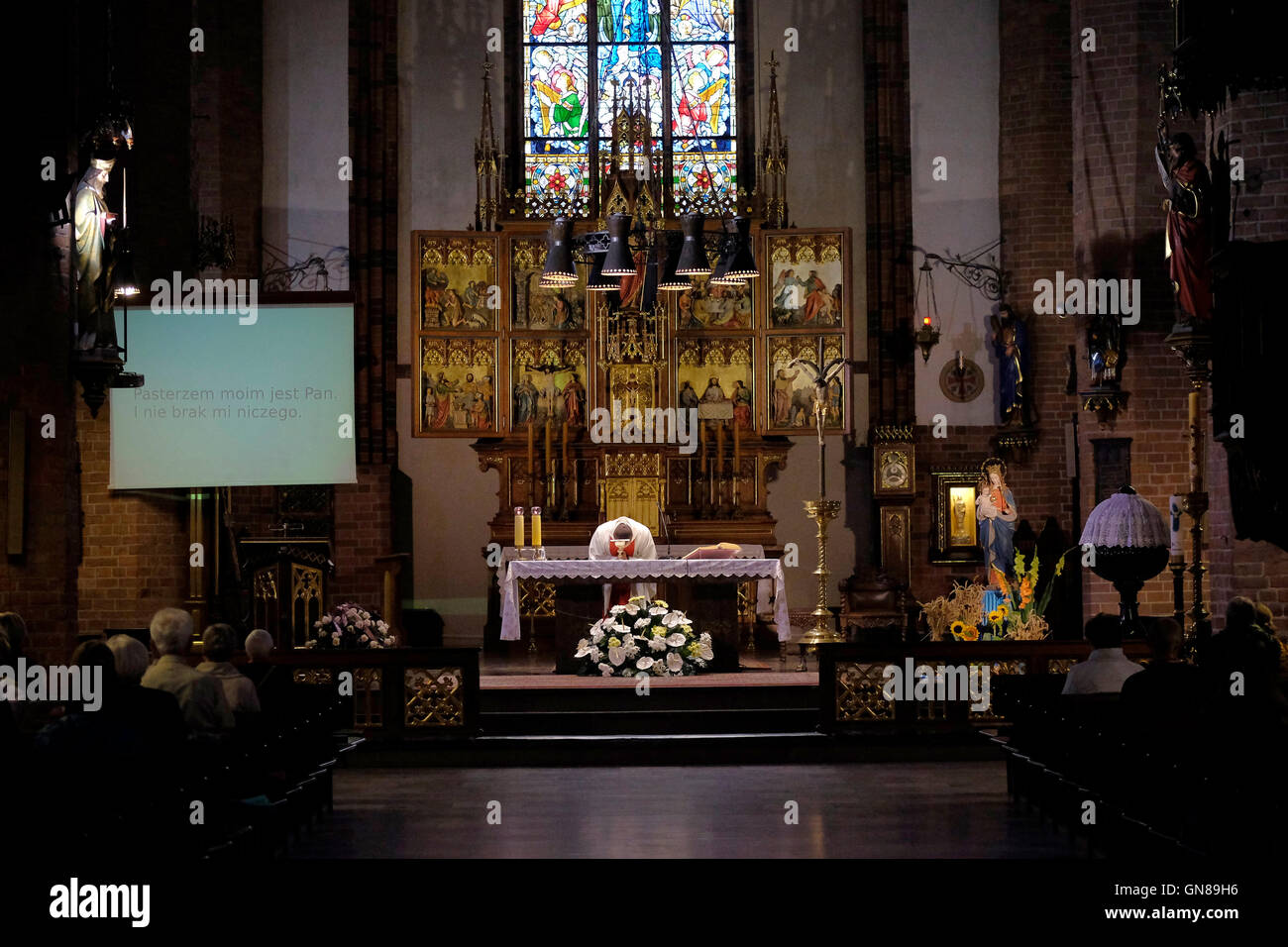 Catholic mass inside Katedra Jakuba or St. James's Cathedral in the old ...