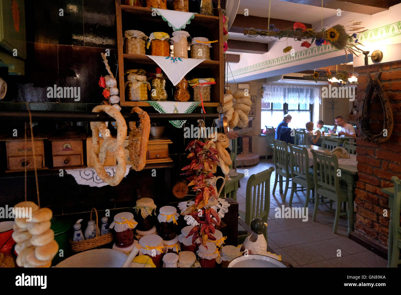 People eating in Karczma Warminska restaurant which serves traditional ...