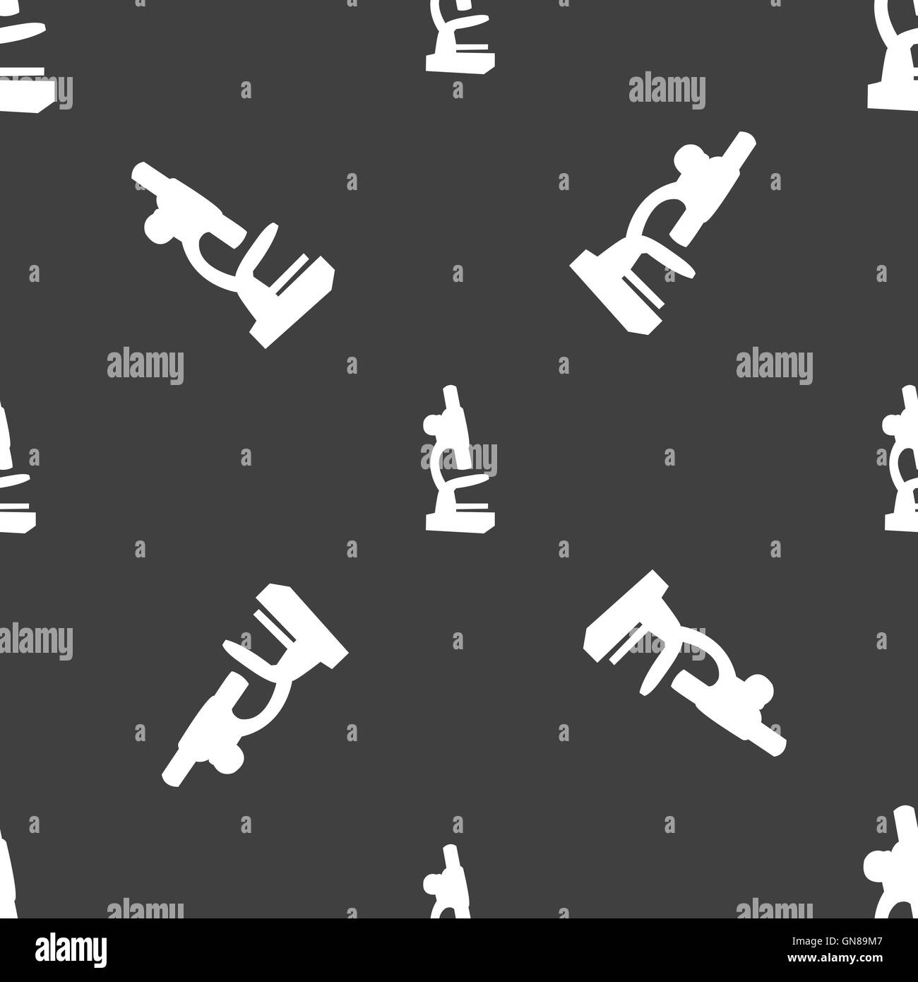 Microscope icon sign. Seamless pattern on a gray background. Vector ...