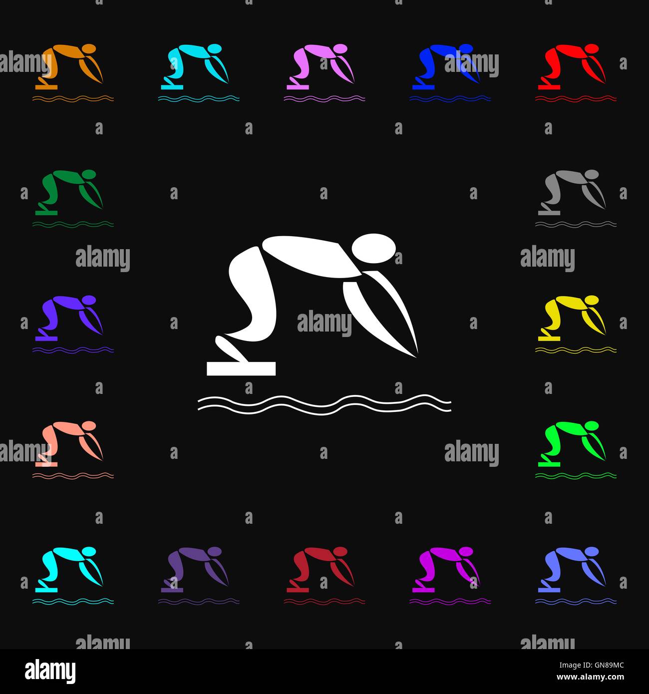 Summer sports, diving icon sign. Lots of colorful symbols for your ...