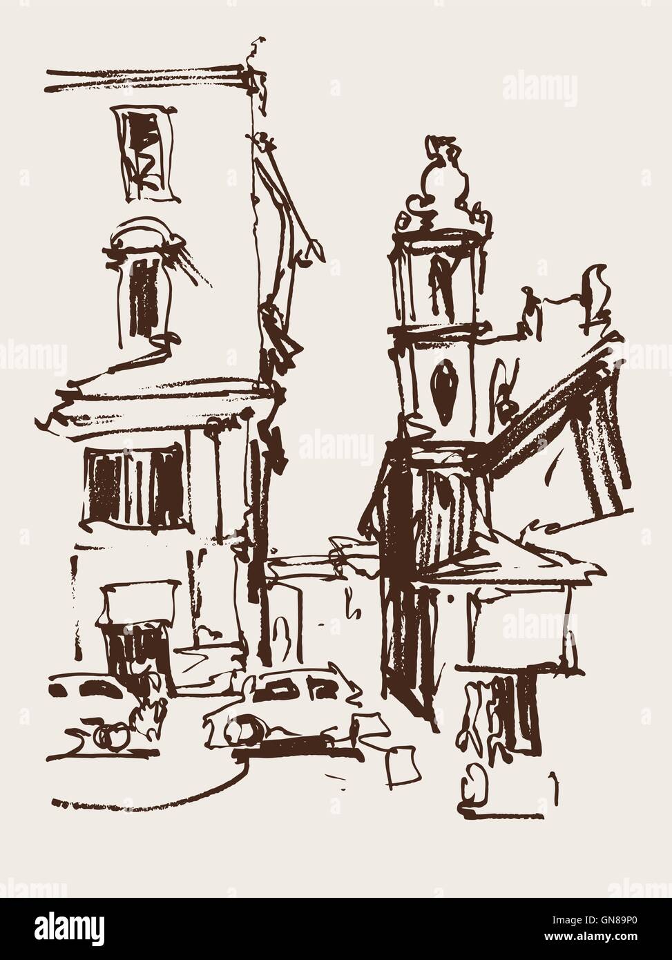 freehand sketch seria drawing of Rome Italy landscape Stock Vector ...