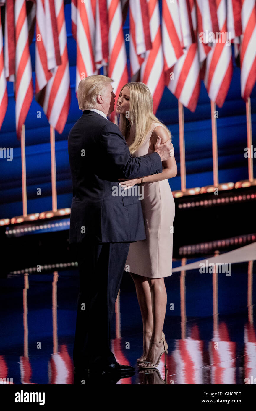 Cleveland, Ohio, USA, 21st, July, 2016 Donald Trump hugs his daughter ...