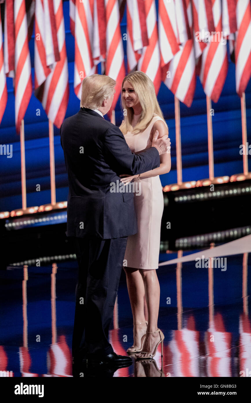 Cleveland, Ohio, USA, 21st, July, 2016 Donald Trump hugs his daughter ...