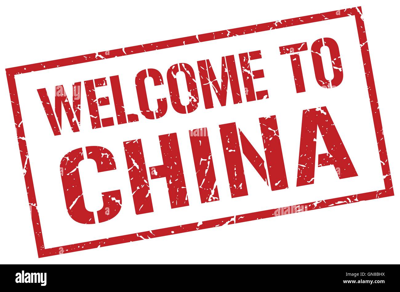 welcome to China stamp Stock Vector Image & Art - Alamy