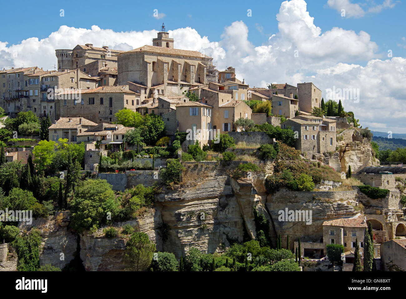Panoramic view hilltop village of Gordes Luberon Provence France Stock ...