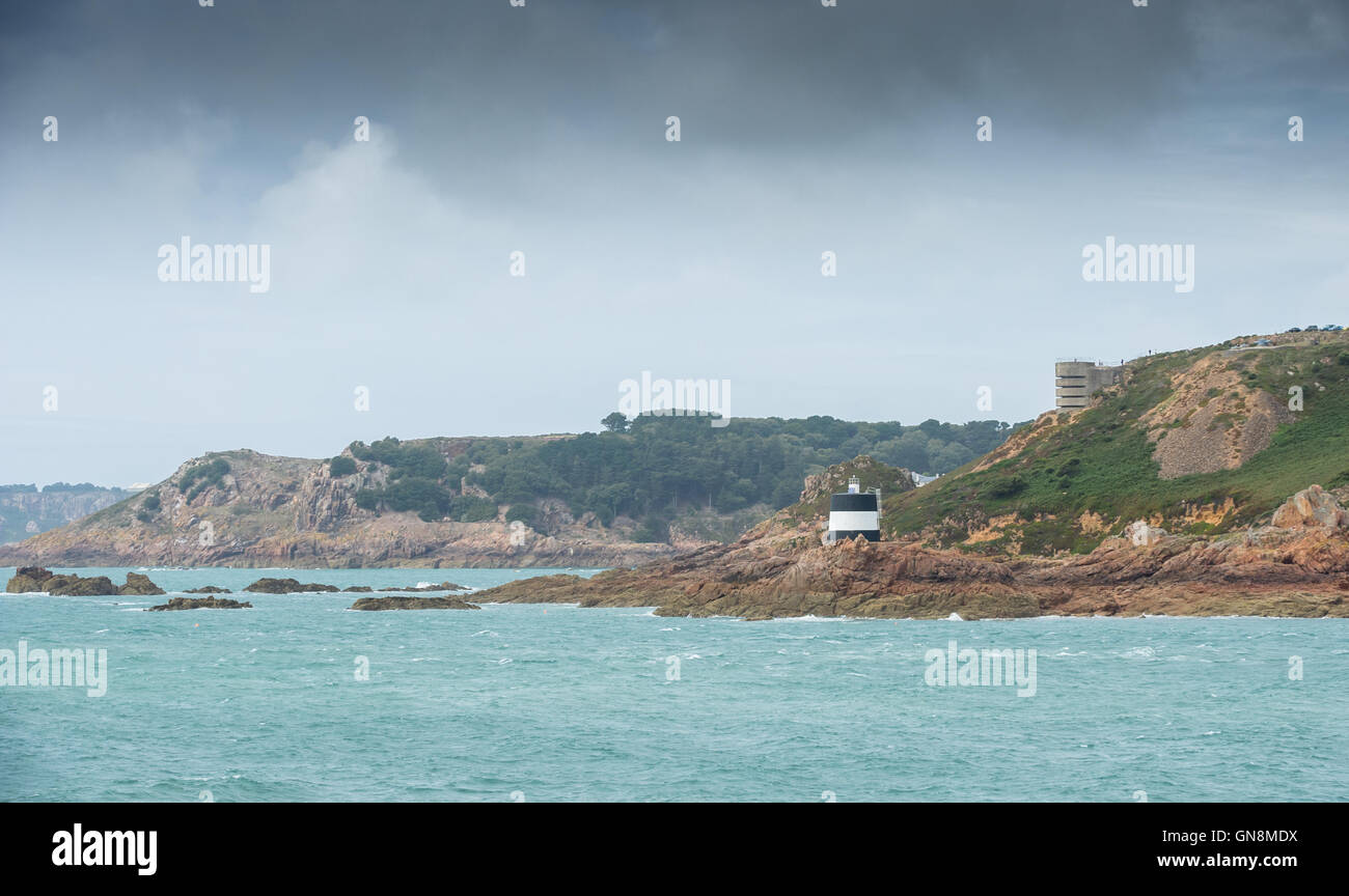 Round lighthouse and second world war German observation tower and ...