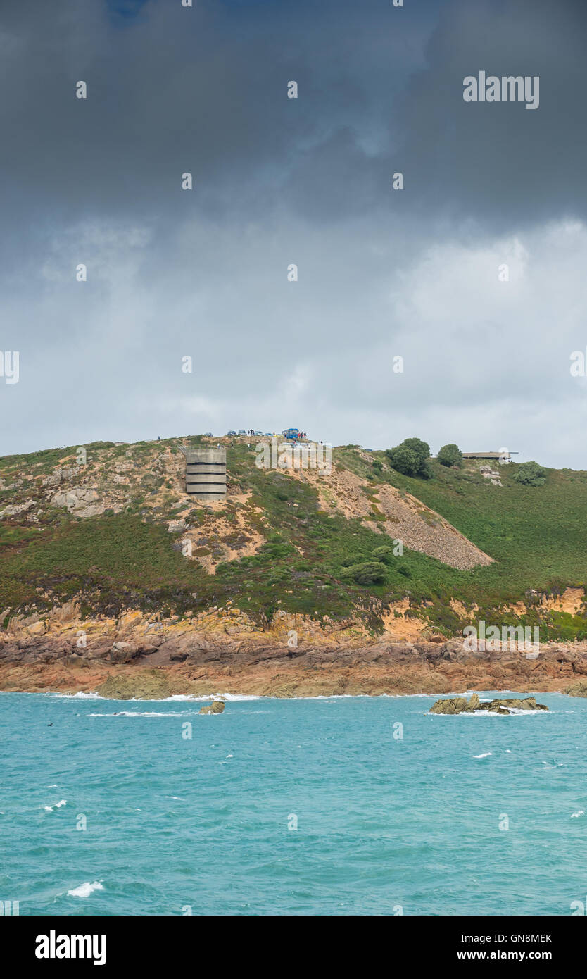 Round lighthouse and second world war German observation tower and ...