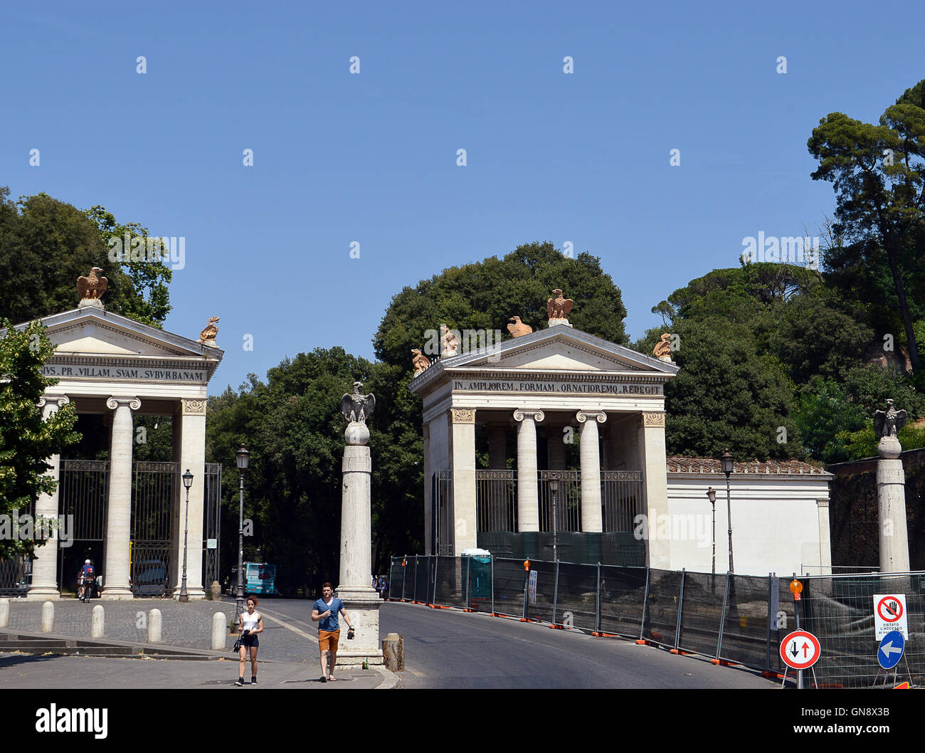 ROME, ITALY - 3 JULY 2017: The entrance to Villa Borghese park from ...
