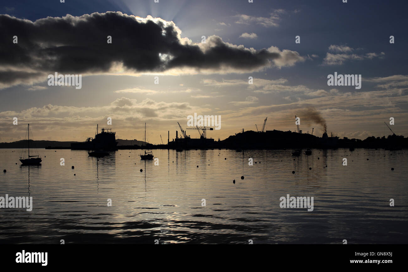 Early morning light over Falmouth Docks, Cornwall, England, UK Stock ...