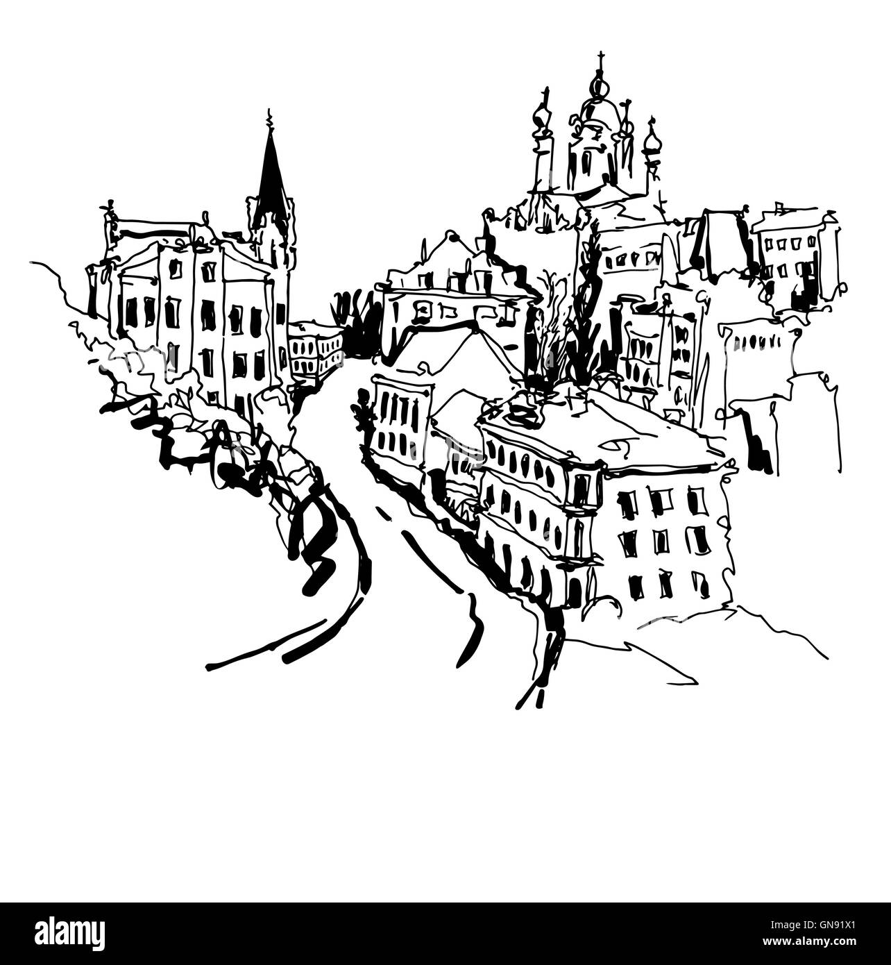 sketch drawing of Andrew's descent - one of the most popular pla Stock ...