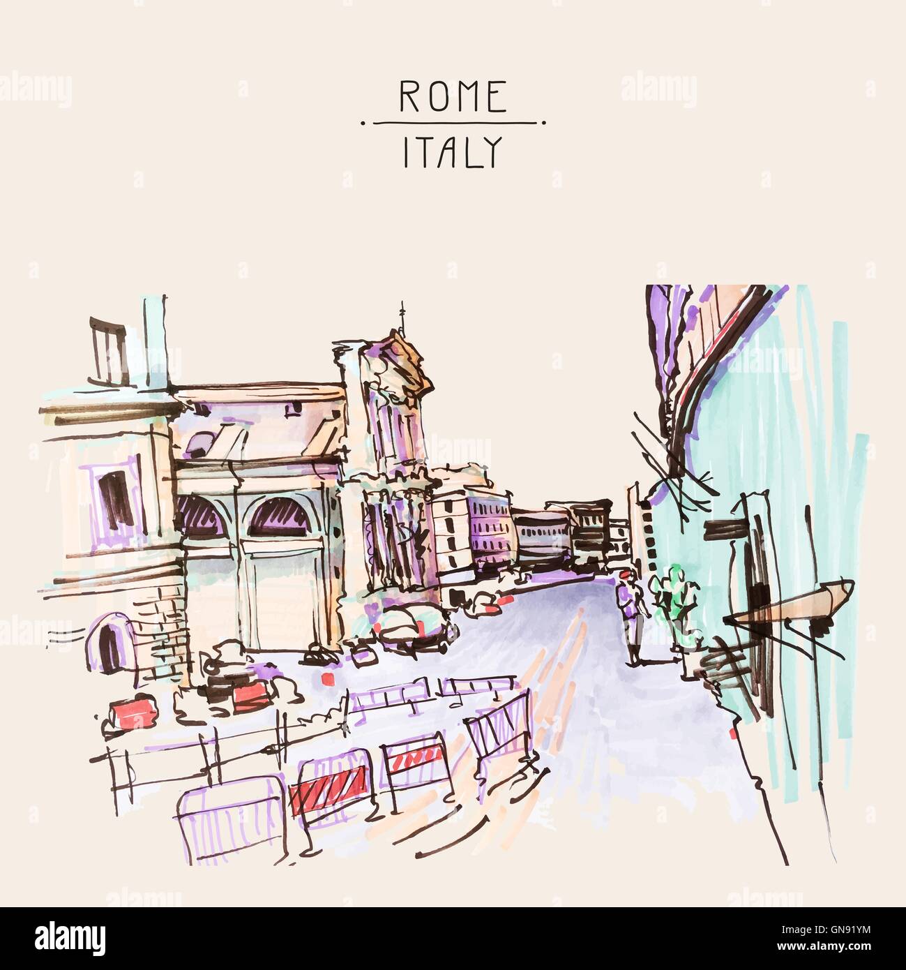 Ancient rome city painting Stock Vector Images - Alamy