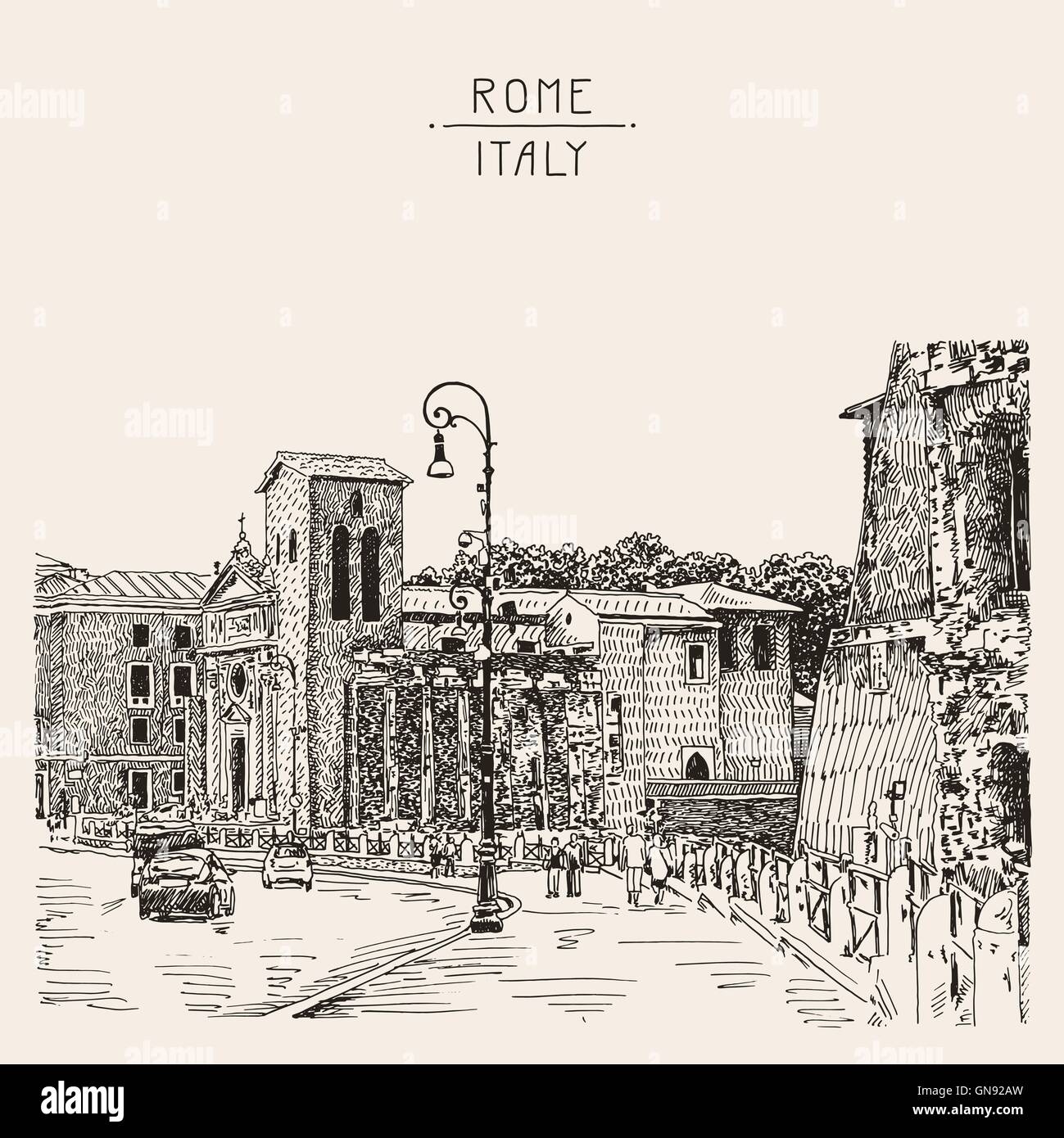 Hand Sketches Of Rome Sketch Hand Drawing Of Rome Italy Famous