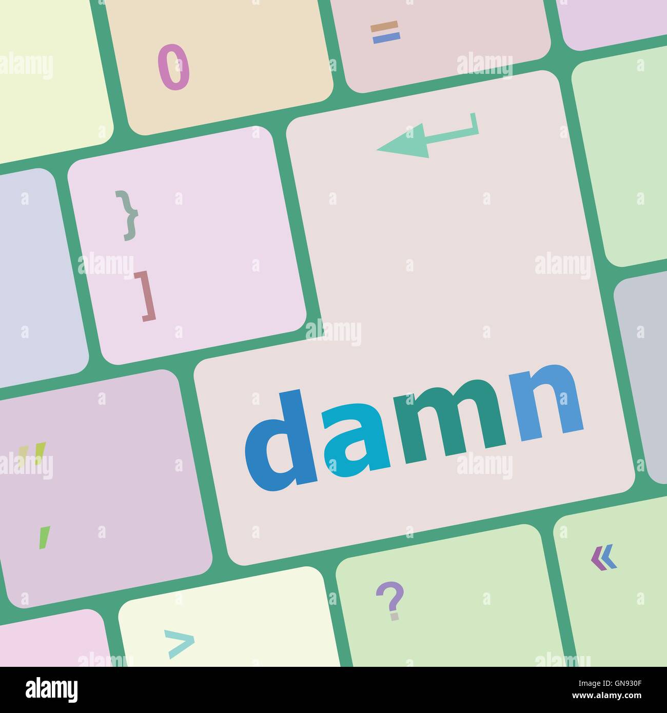 damn word on computer keyboard key vector illustration Stock Vector ...