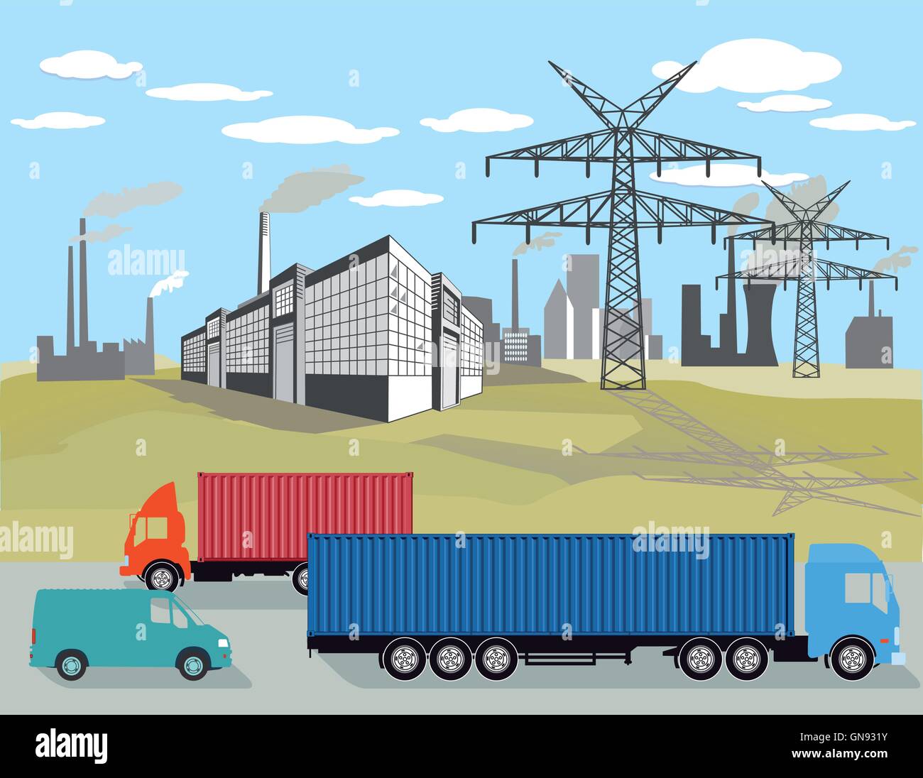 Factories and truck traffic Stock Vector Image & Art - Alamy