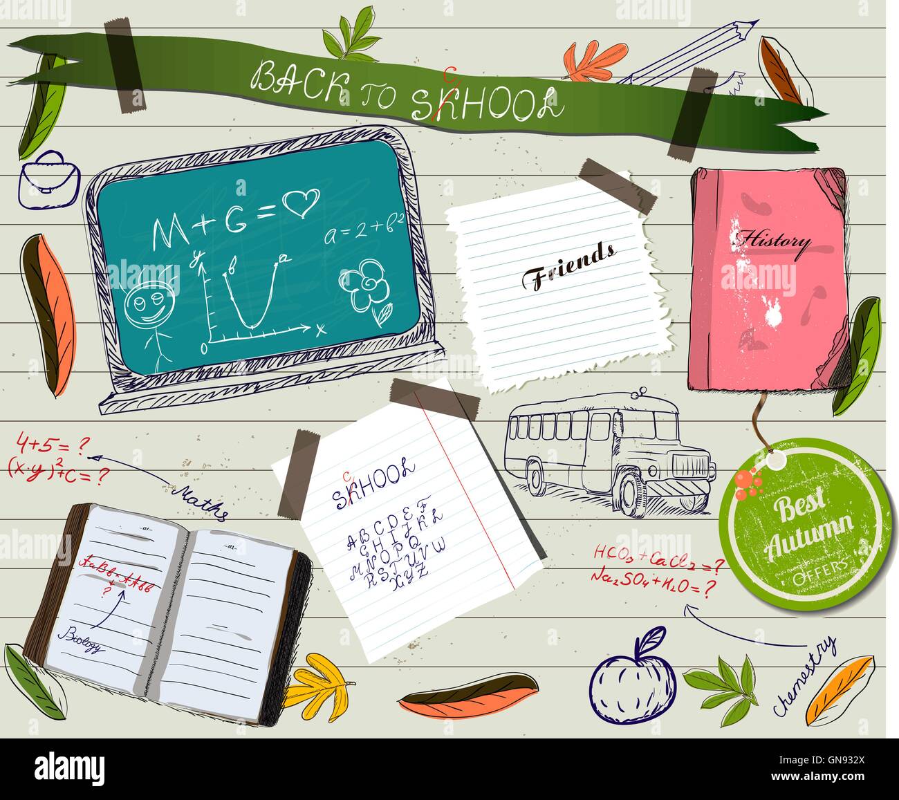 Back to school scrapbooking poster Stock Vector Image & Art - Alamy