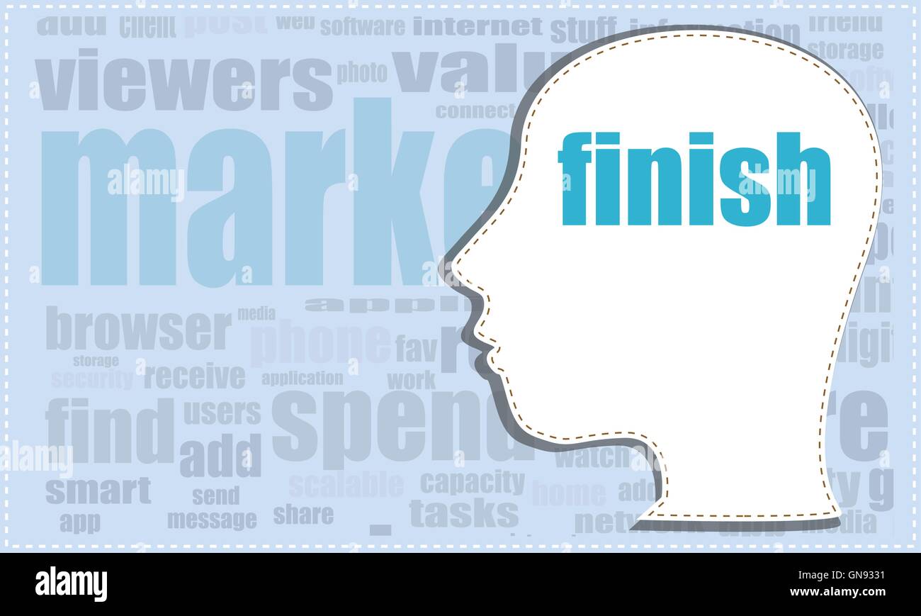 finish vector head, profile icon, woman head silhouette, business man ...