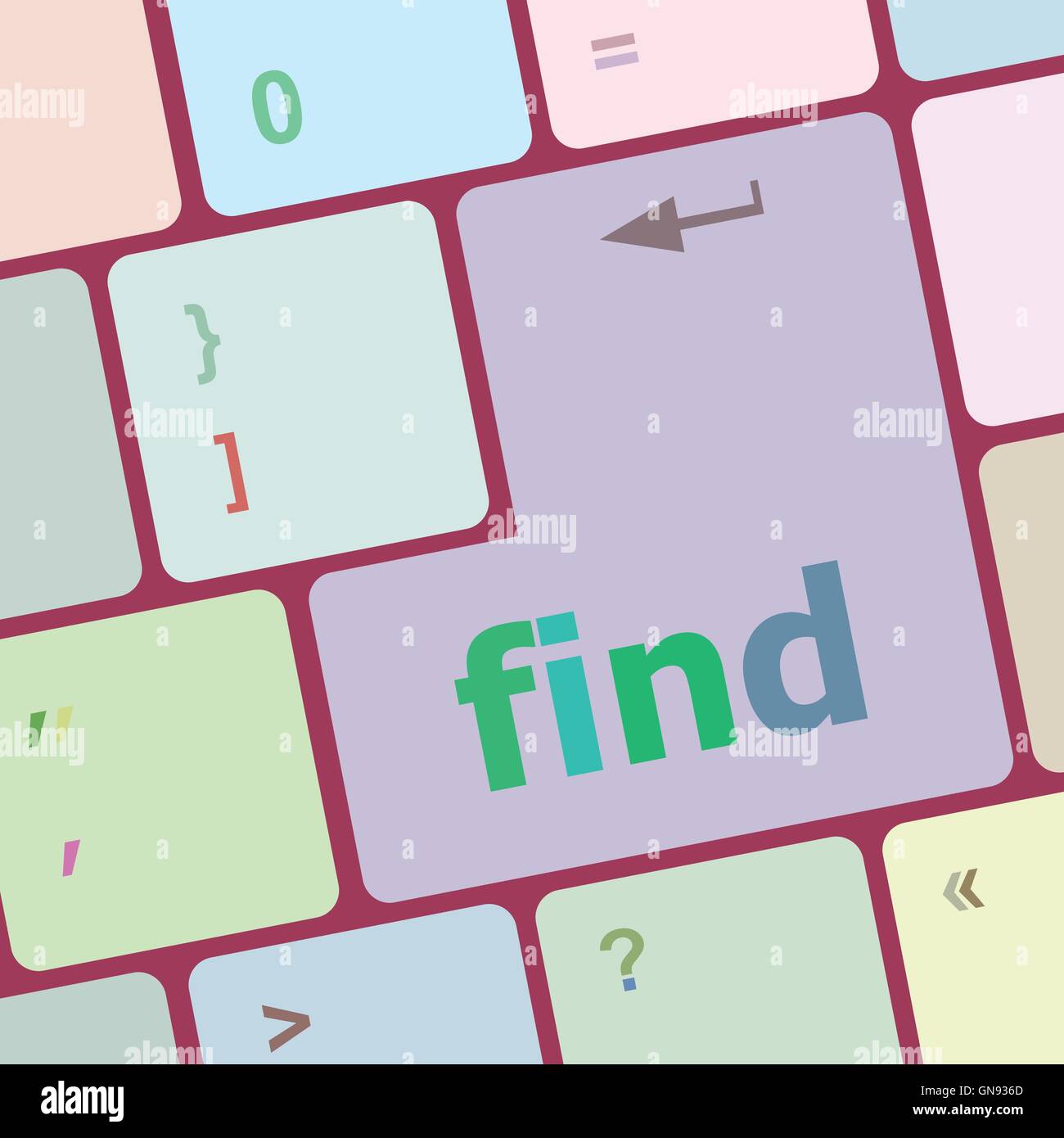 find word on keyboard key, notebook computer button vector illustration ...