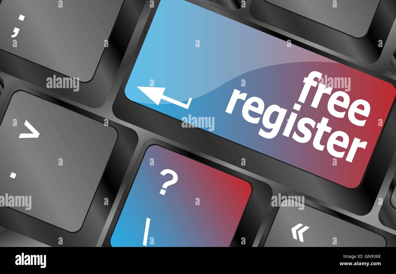 free register computer key showing internet login vector, keyboard keys ...