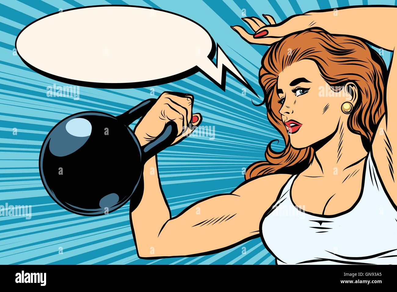 strong woman athlete with weights Stock Vector Image & Art - Alamy