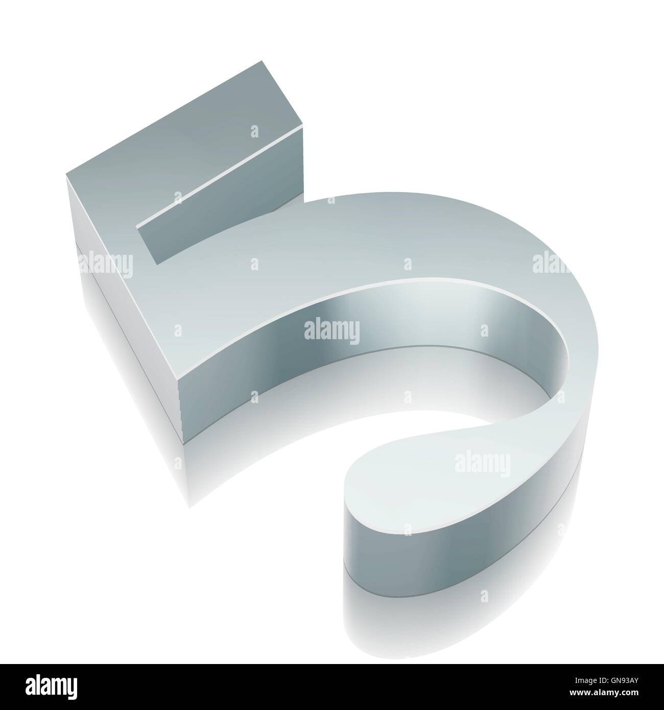 3d metallic character 5 with reflection, vector illustration Stock ...