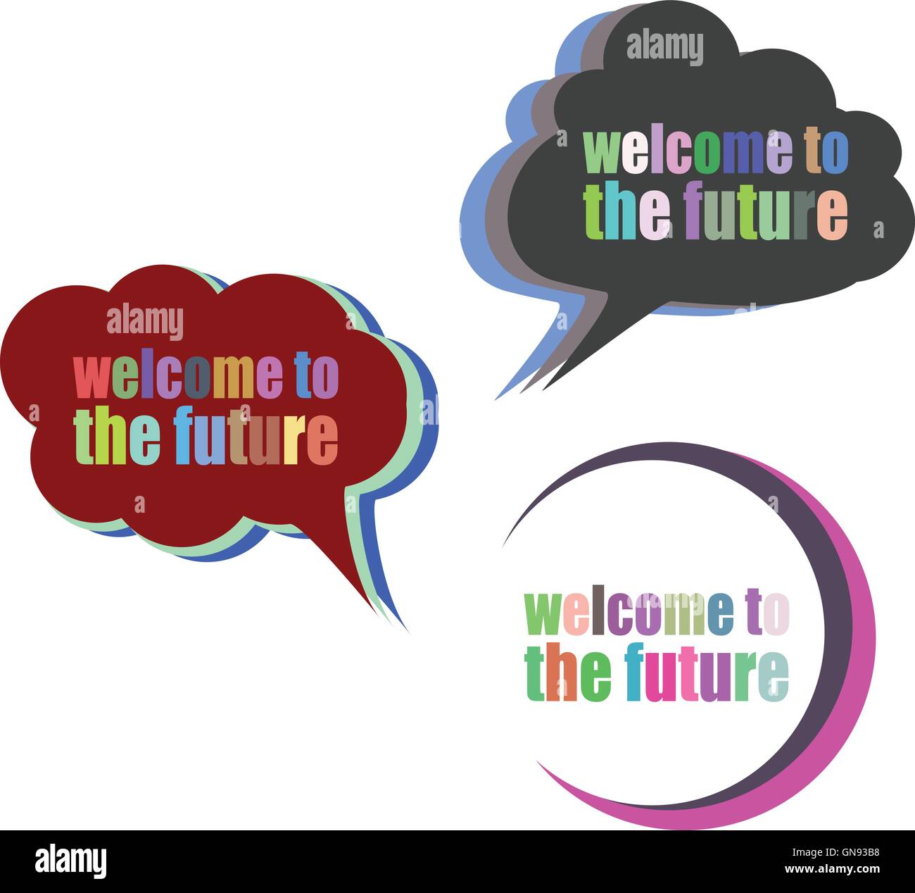 welcome to the future. Set of stickers, labels, tags. Business banners ...