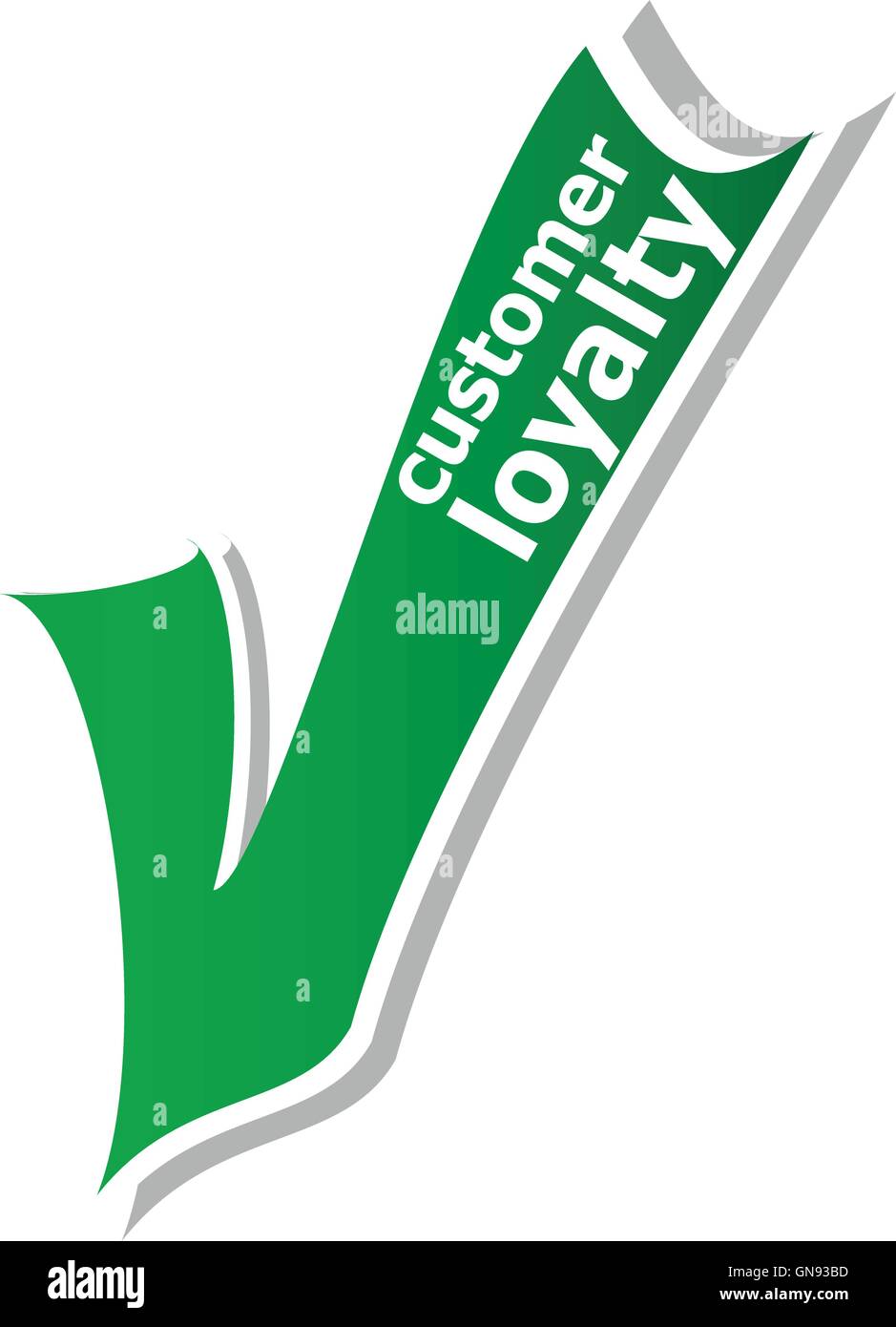 customer loyalty words on green check mark symbol and icon for approved ...