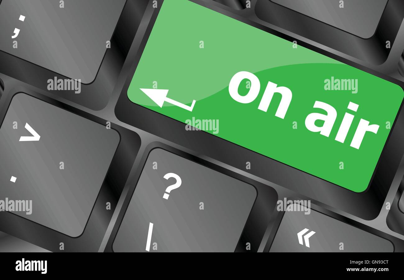 Radio on air button on computer keyboard, business concept. Keyboard ...