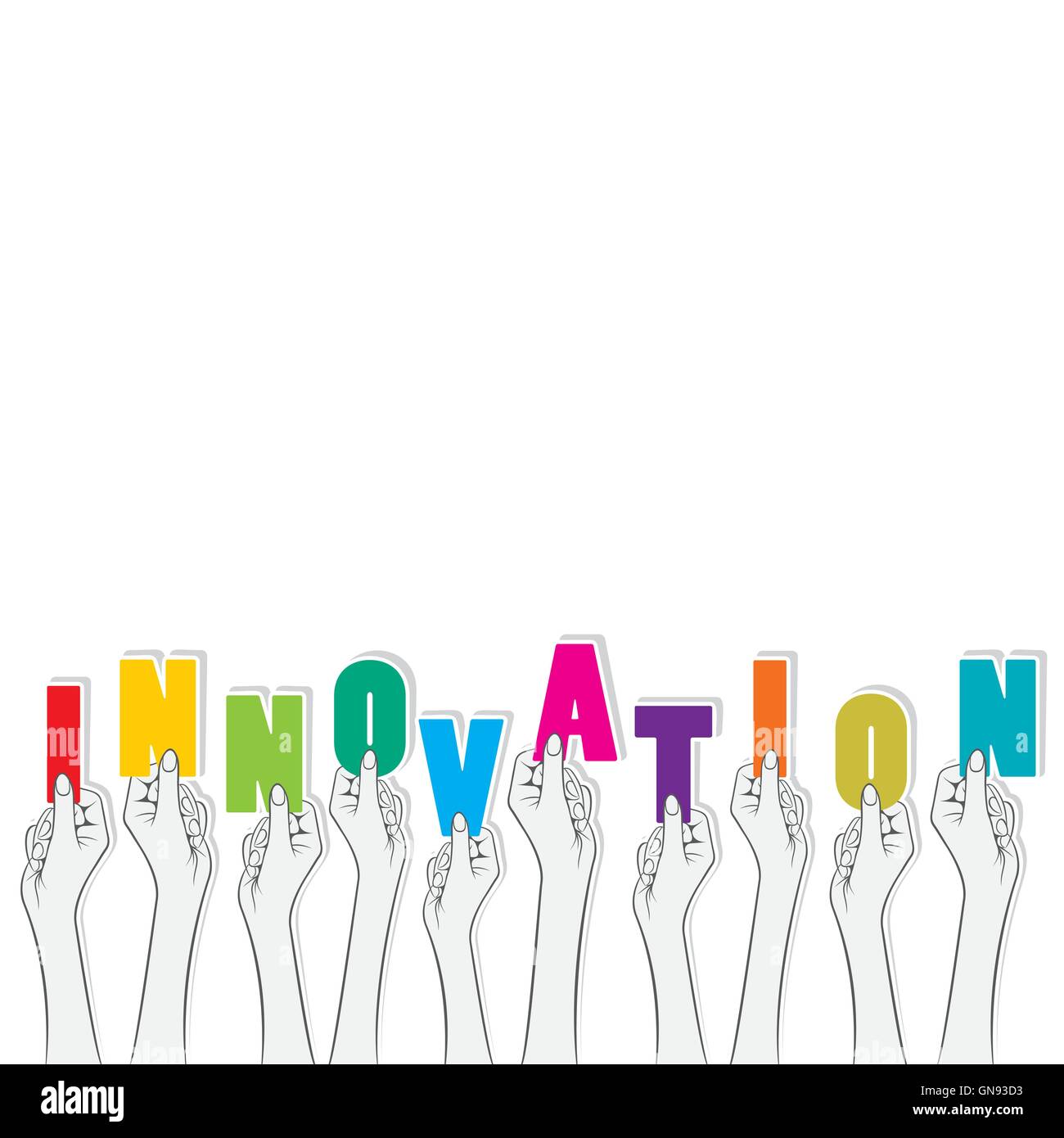 creative innovation word hold in hand concept design Stock Vector Image ...